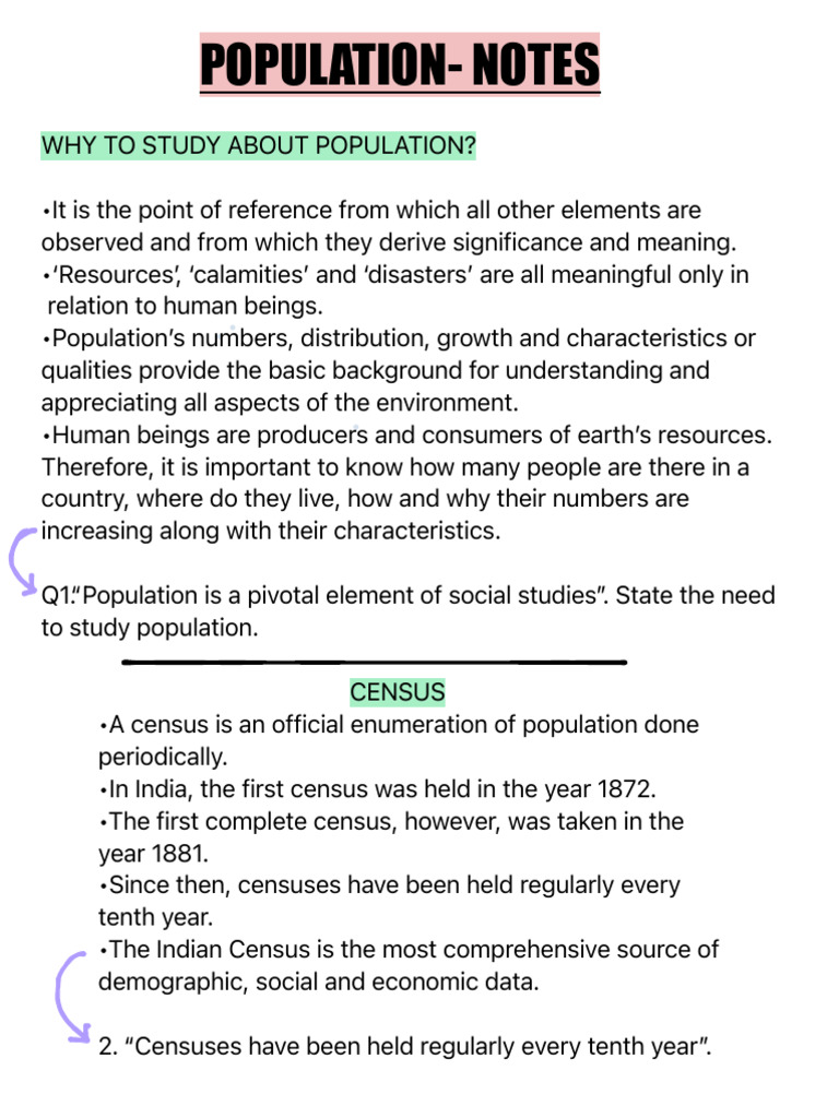 Geography - POPULATION Notes | PDF | Human Migration | Poverty