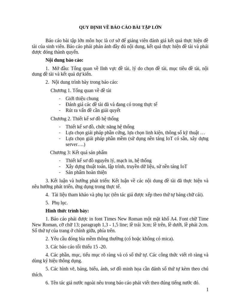 Mẫu Viết Báo Cáo BTLON | PDF