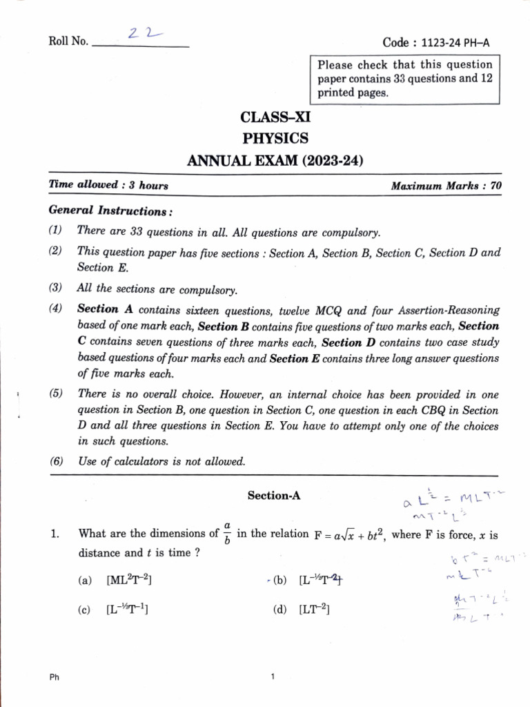 Dav Xi 2024 Final Question Physics | PDF | Acceleration | Pendulum