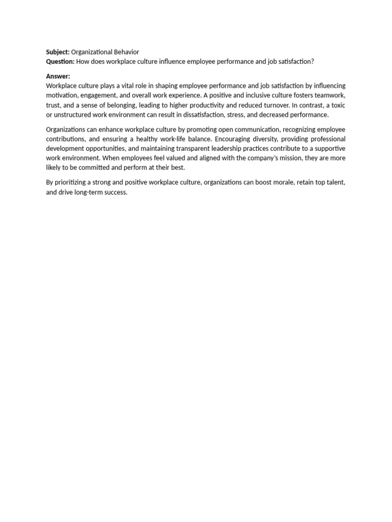 Organizational Behavior Essay | PDF