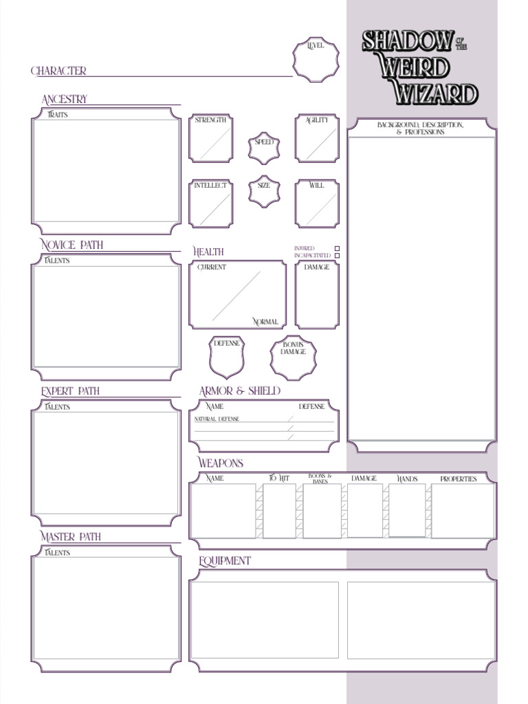 Weird Wizard Character Sheet | PDF