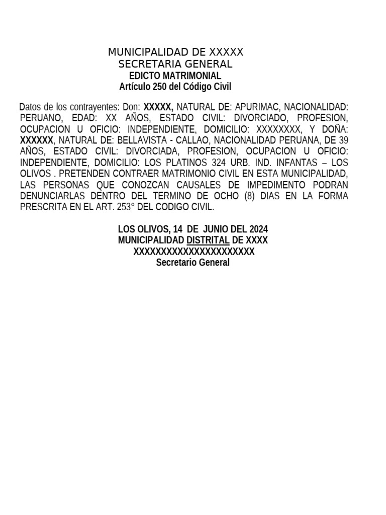 EDICTO MATRIMONIAL | PDF