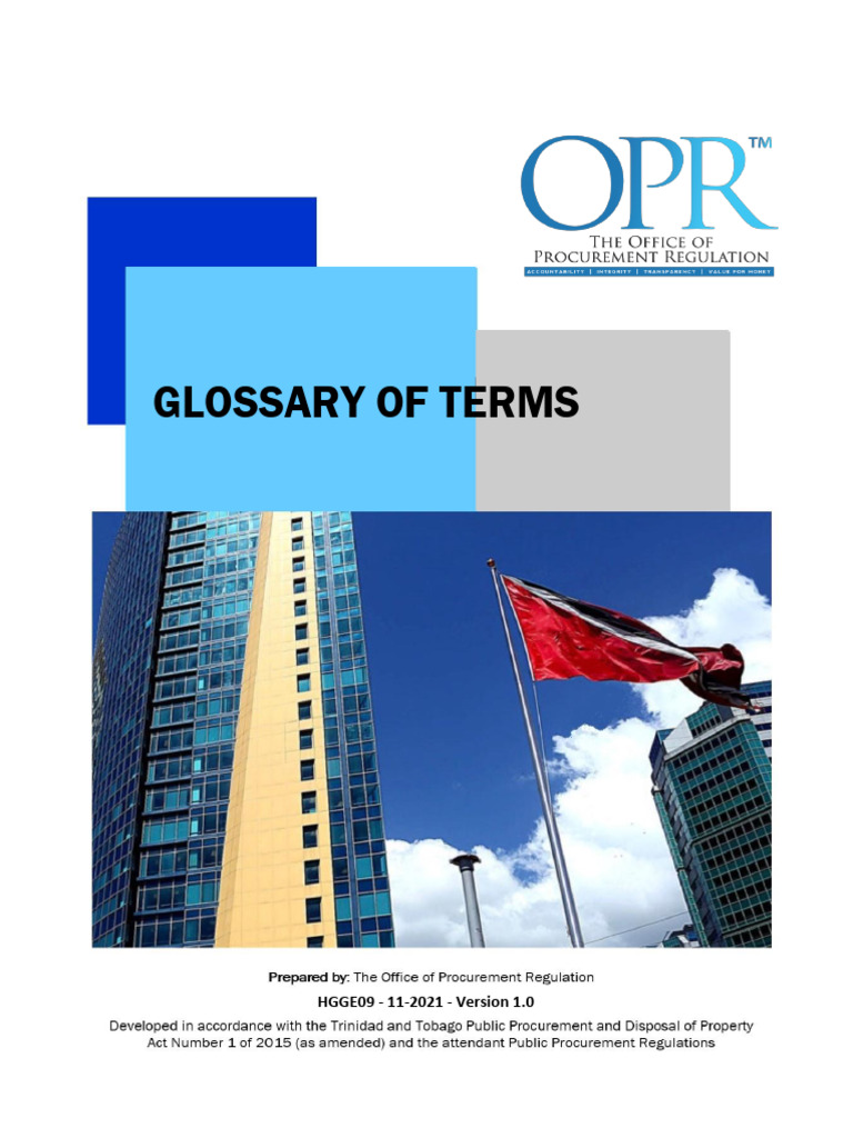 Glossary Of Terms Pdf Procurement Internal Control
