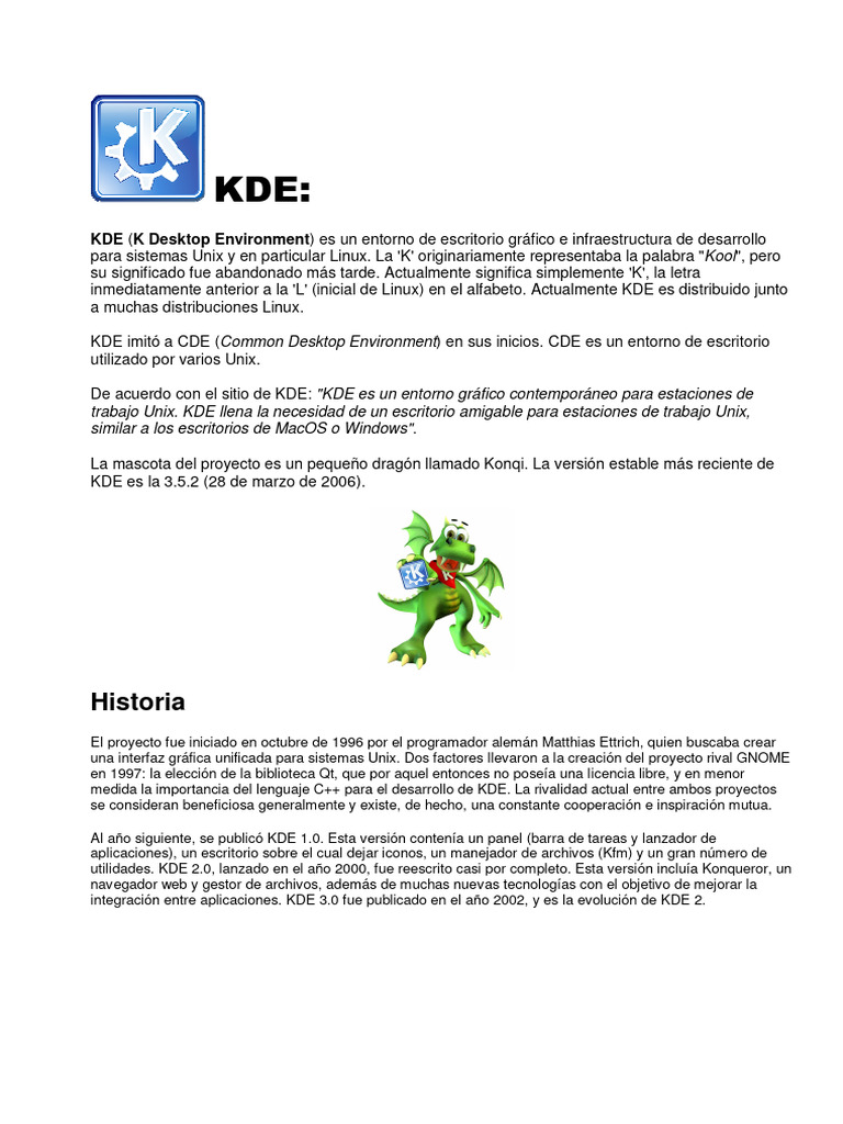 KDE | PDF | Ingeniería de software | Proyectos de software libre
