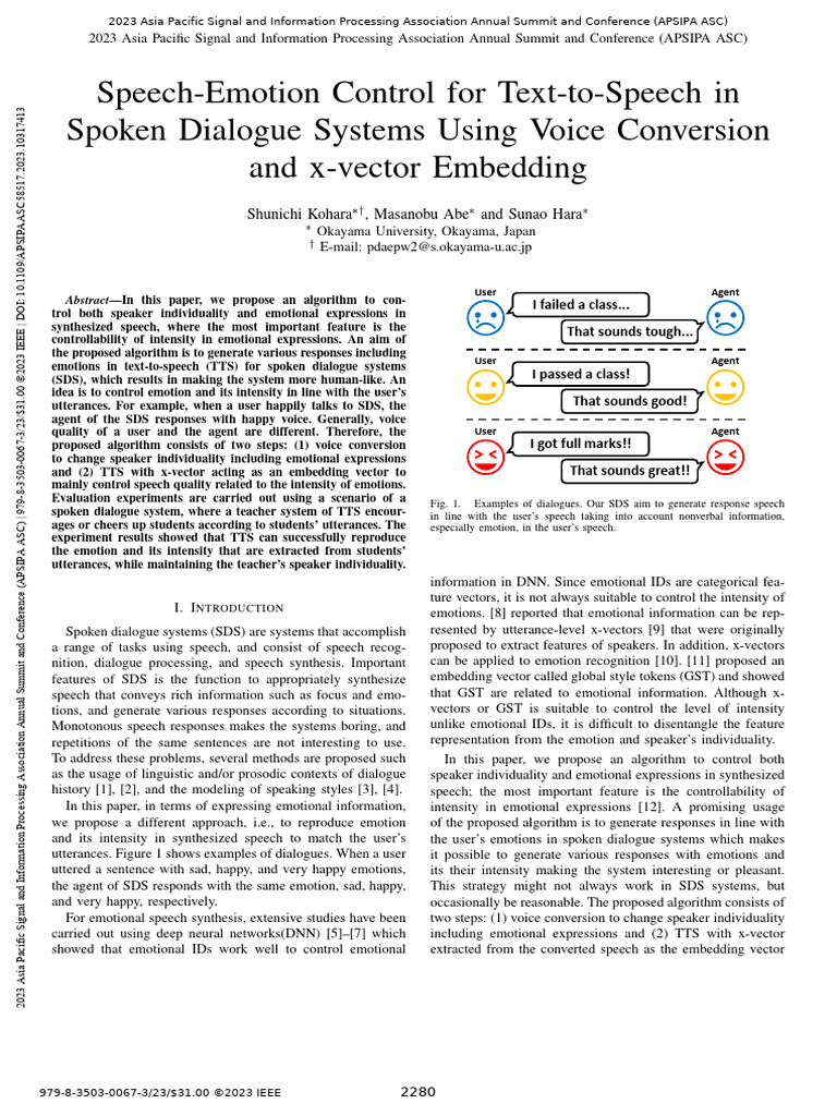 Speech-Emotion Control For Text-To-Speech in Spoken Dialogue Systems ...