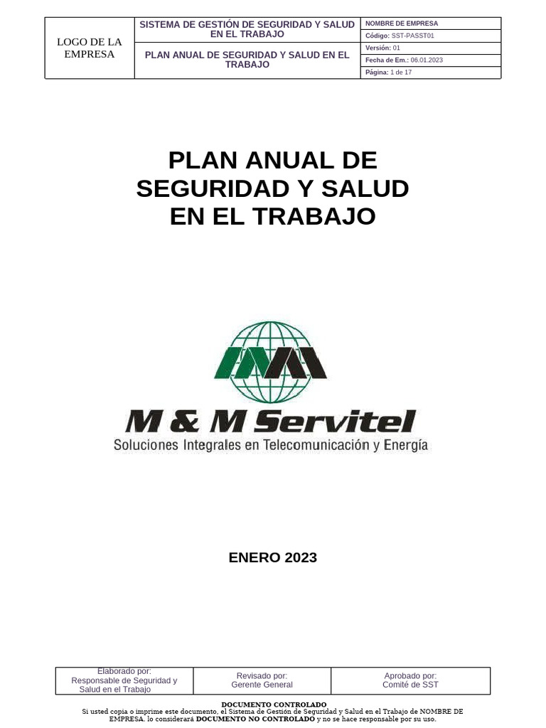 Modelo de Plan Anual SST | PDF | Seguridad y salud ocupacional | Cuidado de la salud