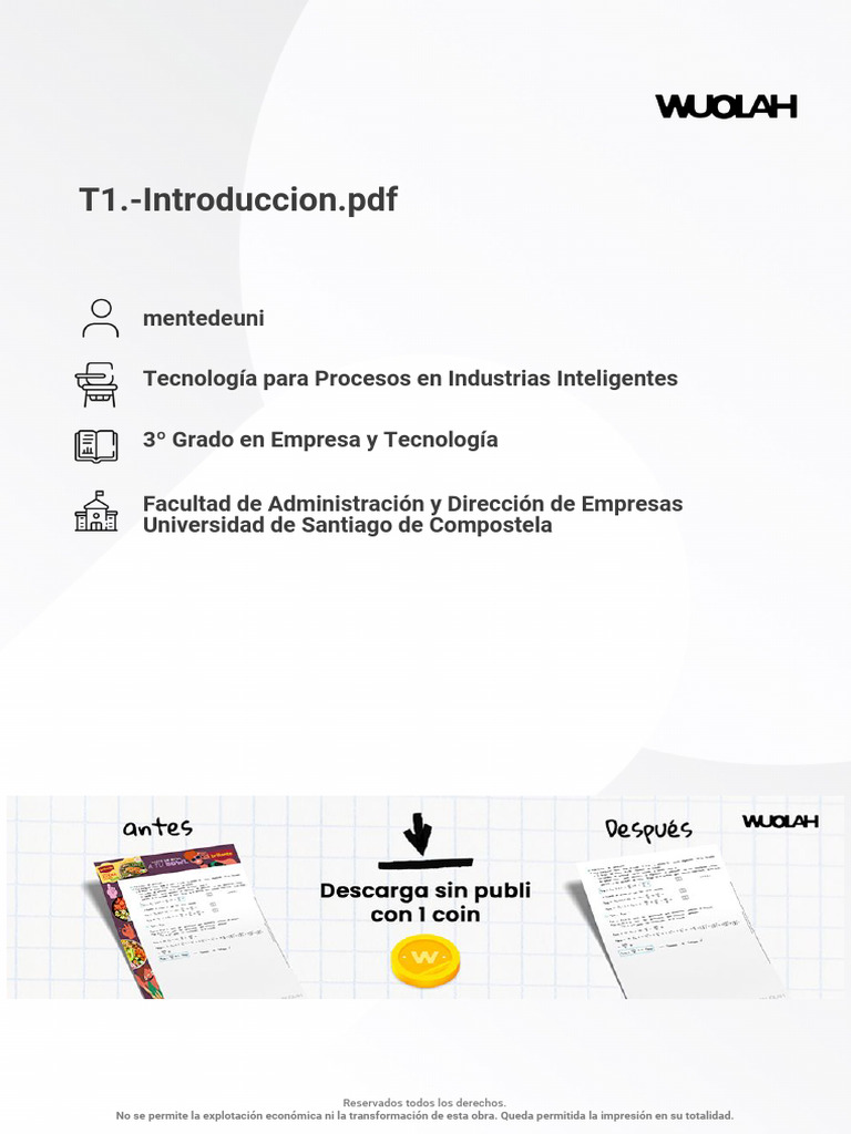 Wuolah Free T1. Introduccion | PDF