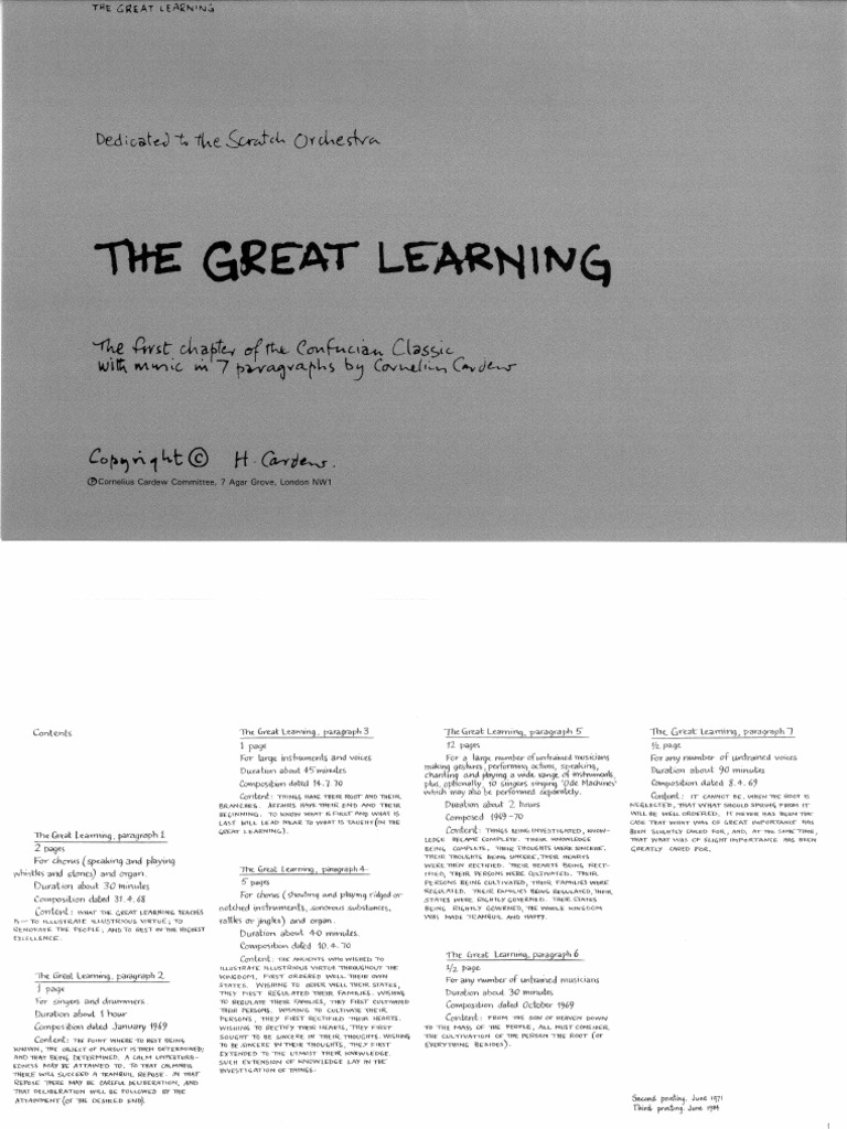 Cardew_Cornelius_The_Great_Learning_1984 | PDF