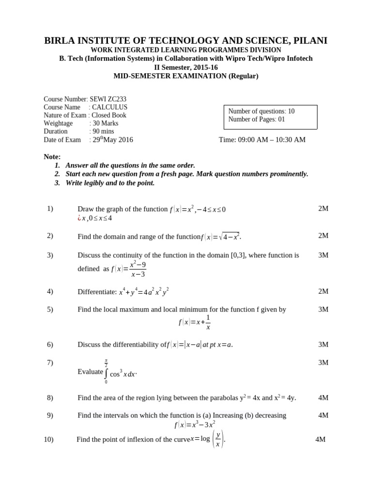 Calculus_QP | PDF | Function (Mathematics) | Mathematical Objects