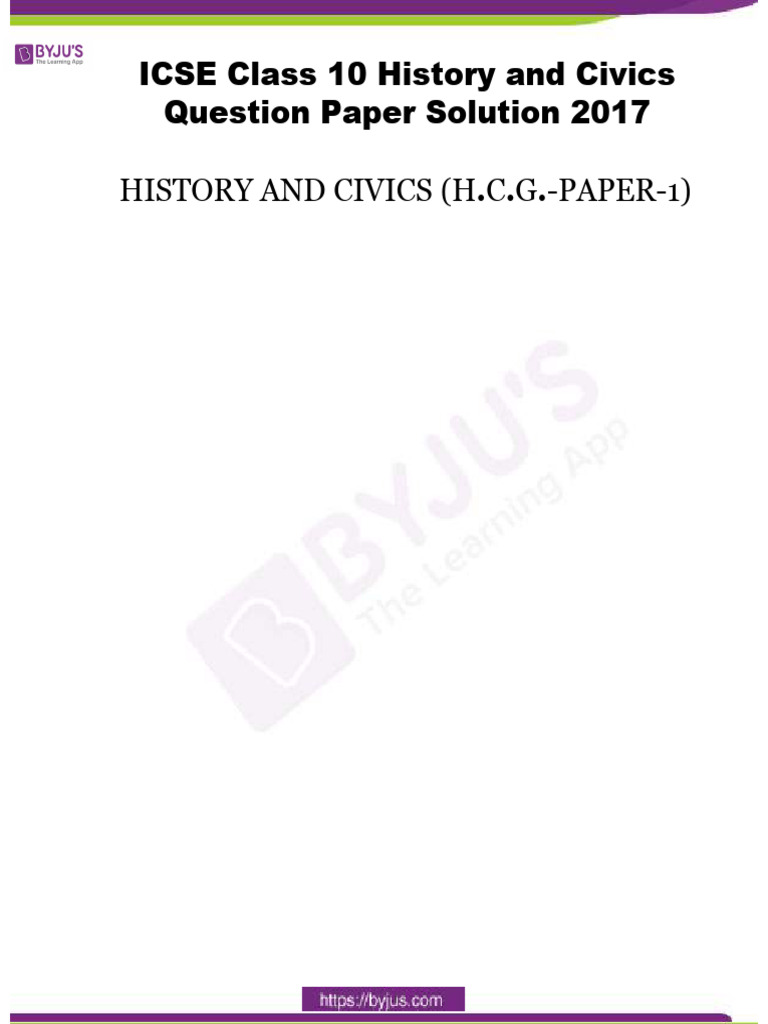 ICSE 2017 History Question Paper Solutions | PDF | Government | Government Institutions