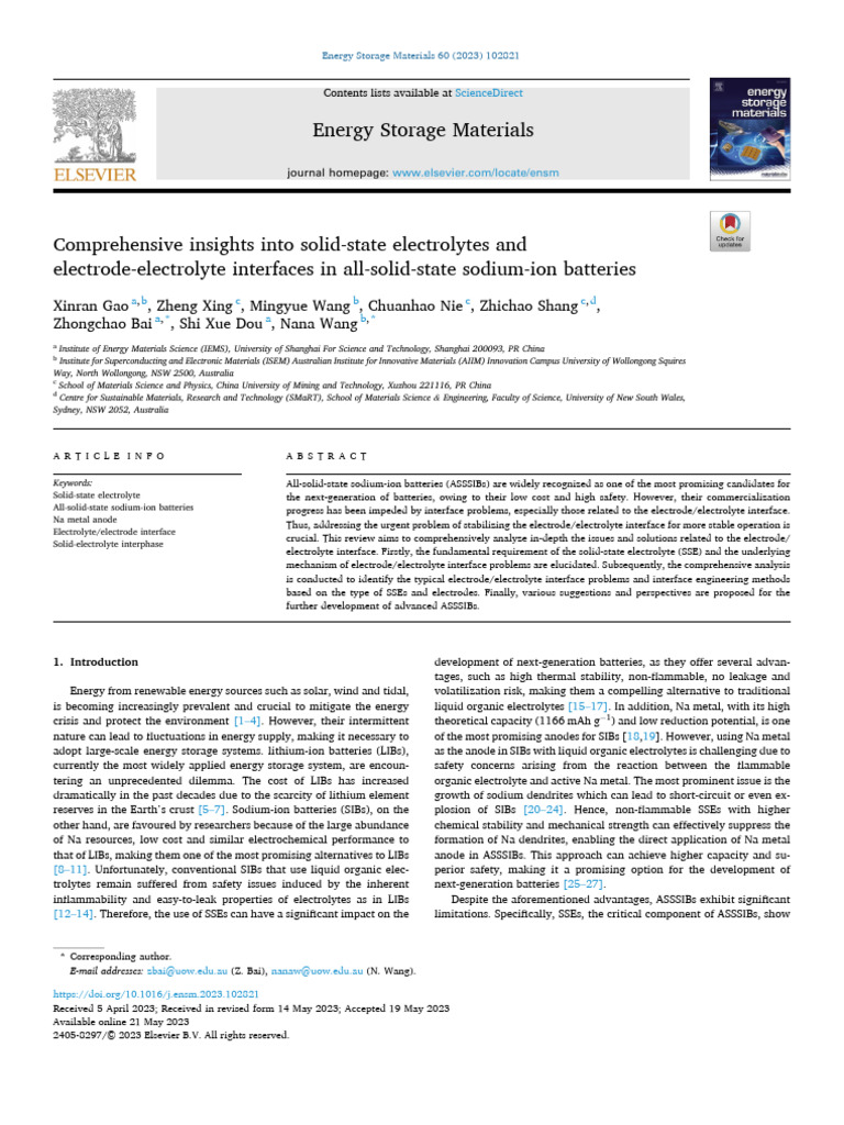 Solid-State Electrolytes in Sodium-Ion Batteries | PDF ...