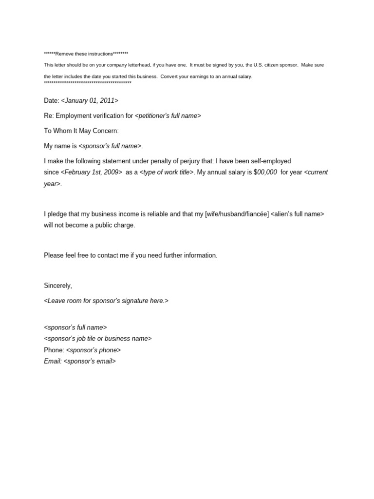 Letter of Self Employment | PDF