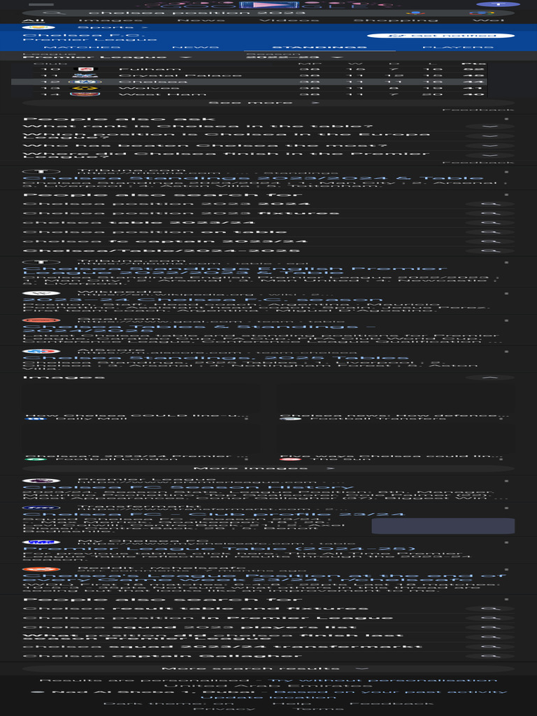 Chelsea Position 2023 - Google Search | PDF | Chelsea F.C. | Premier League