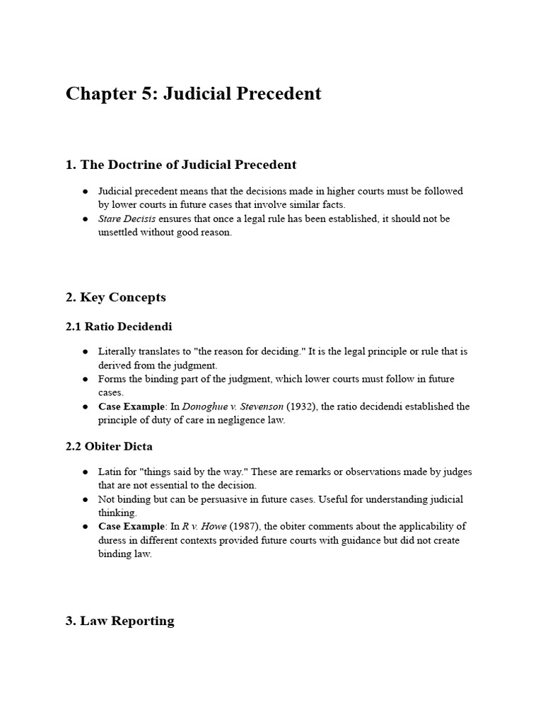 A Levels Law Notes Chapter 5 | PDF | Precedent | Obiter Dictum