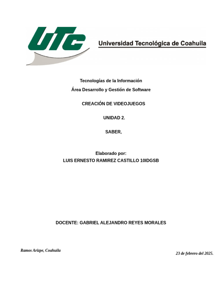 Saber U2 | PDF | Videojuegos | Programación orientada a objetos