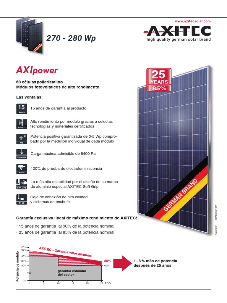 Panel Axitec Axipower 60 Celdas 270 280 W | PDF | Panel solar ...