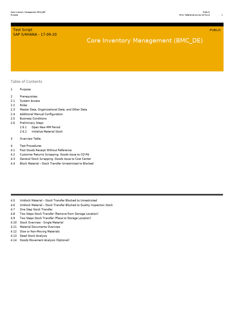 BMC S4hana2020 BPD en de | PDF | Warehouse | Inventory