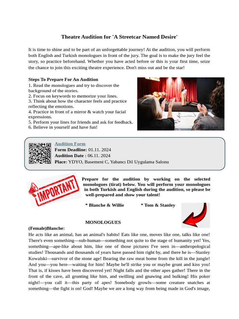 Guidelines For The Audition | PDF