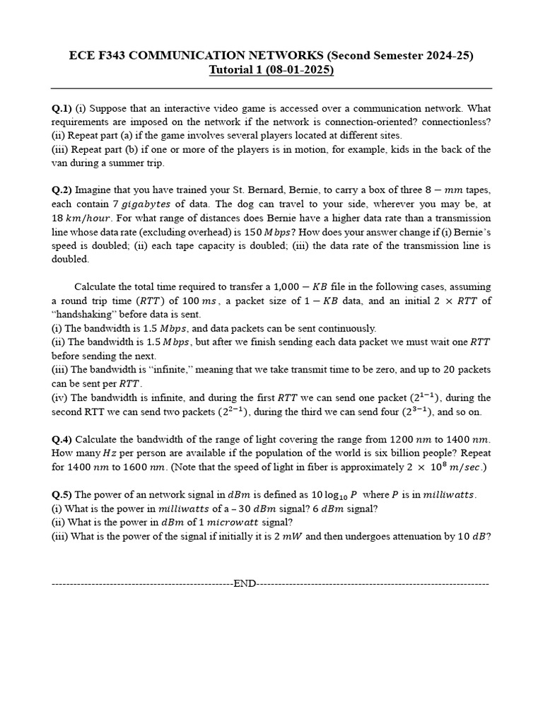 ComNet F343 0801 Tut1 Final | PDF