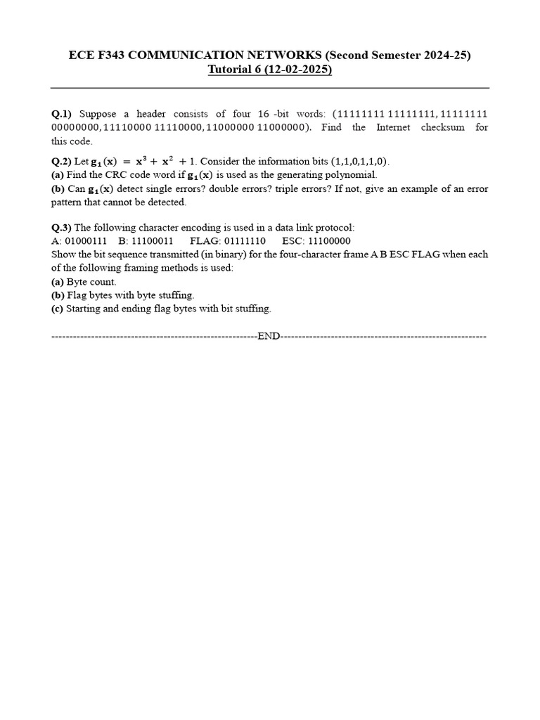 ComNet F343 1202 Tut6 Final | PDF
