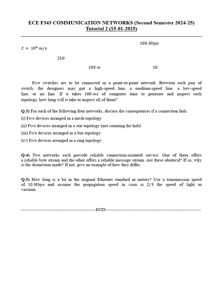 ComNet F343 1501 Tut2 Final | PDF