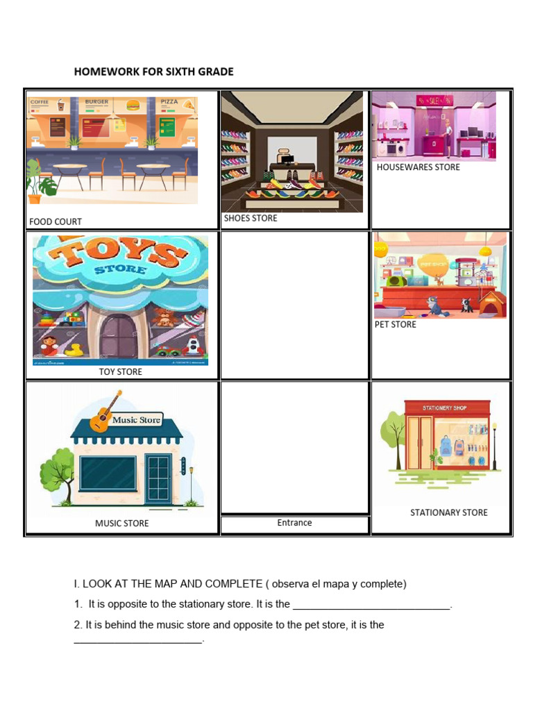 Sixth Grade Map and Directions Homework | PDF