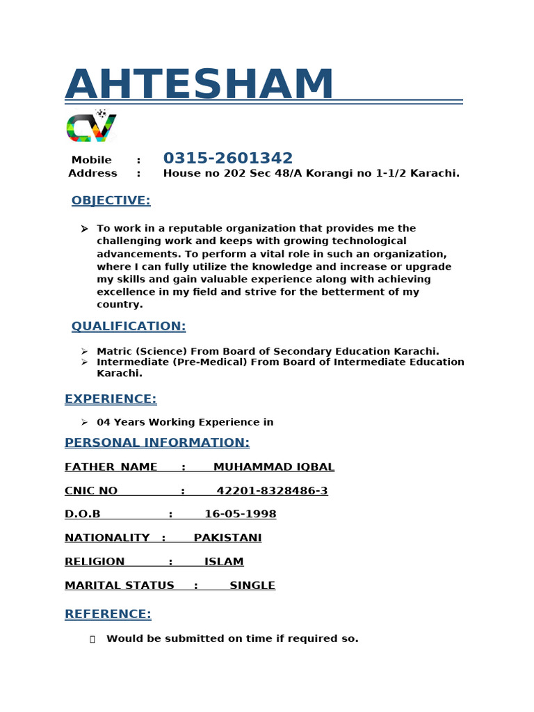 Ahtesham's Resume: Objective & Qualifications | PDF