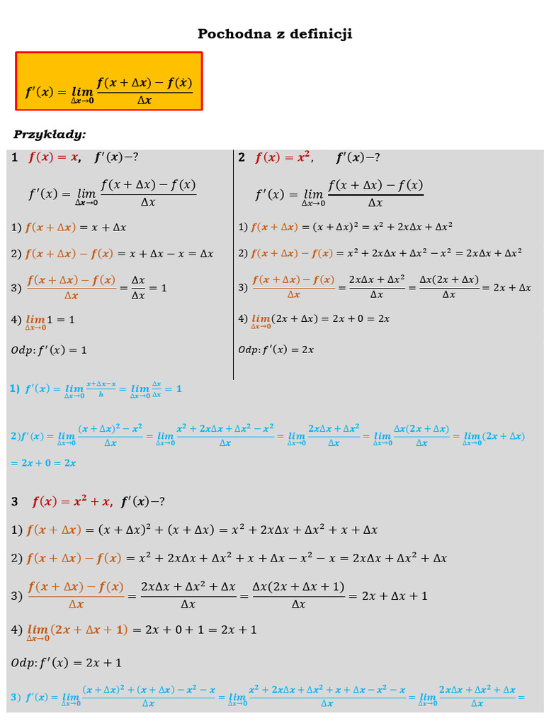 Pochodna Z Definicji | PDF