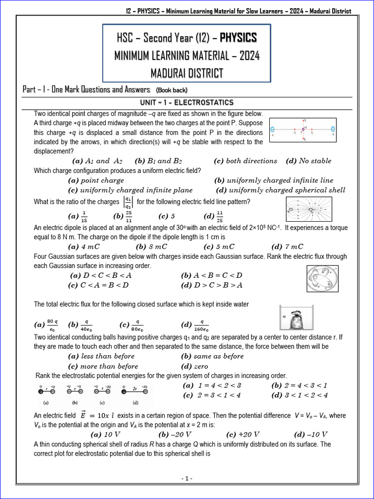 12th Physics EM Book Back 1 Mark Questions English Medium PDF Download ...
