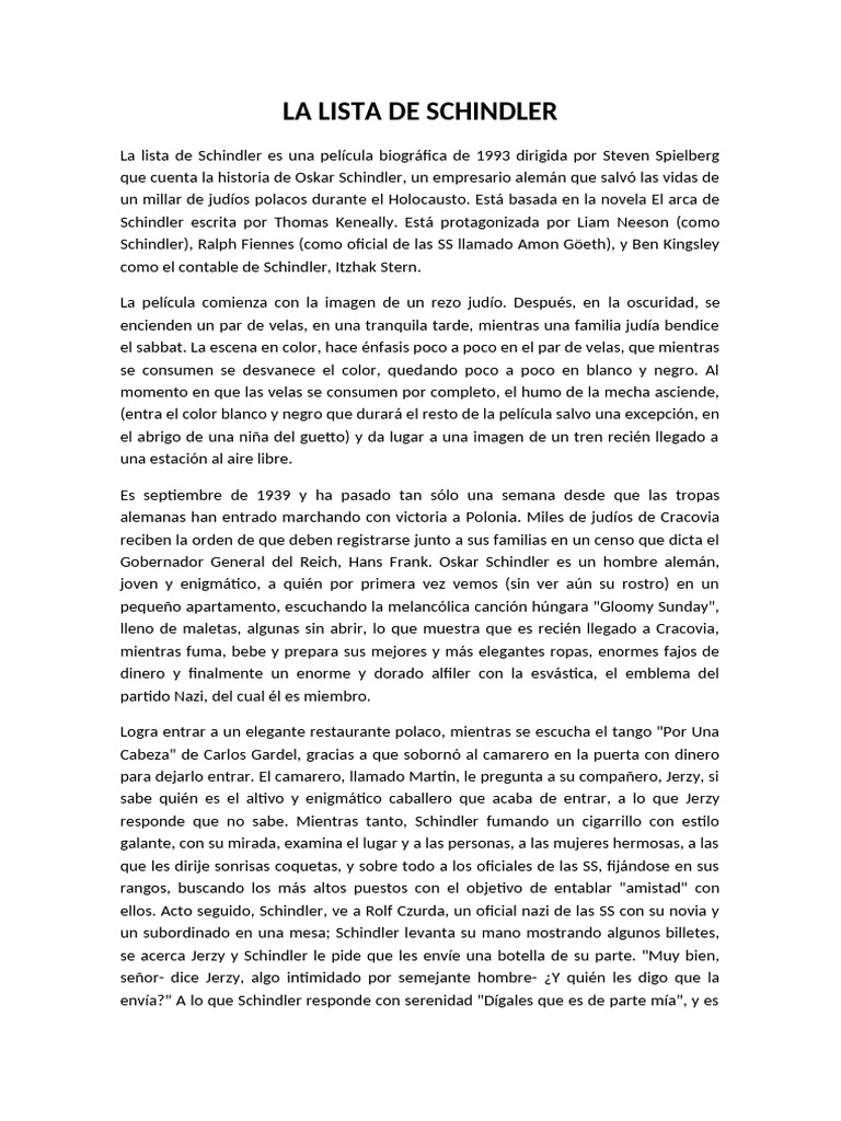 pelicula de schindler | PDF