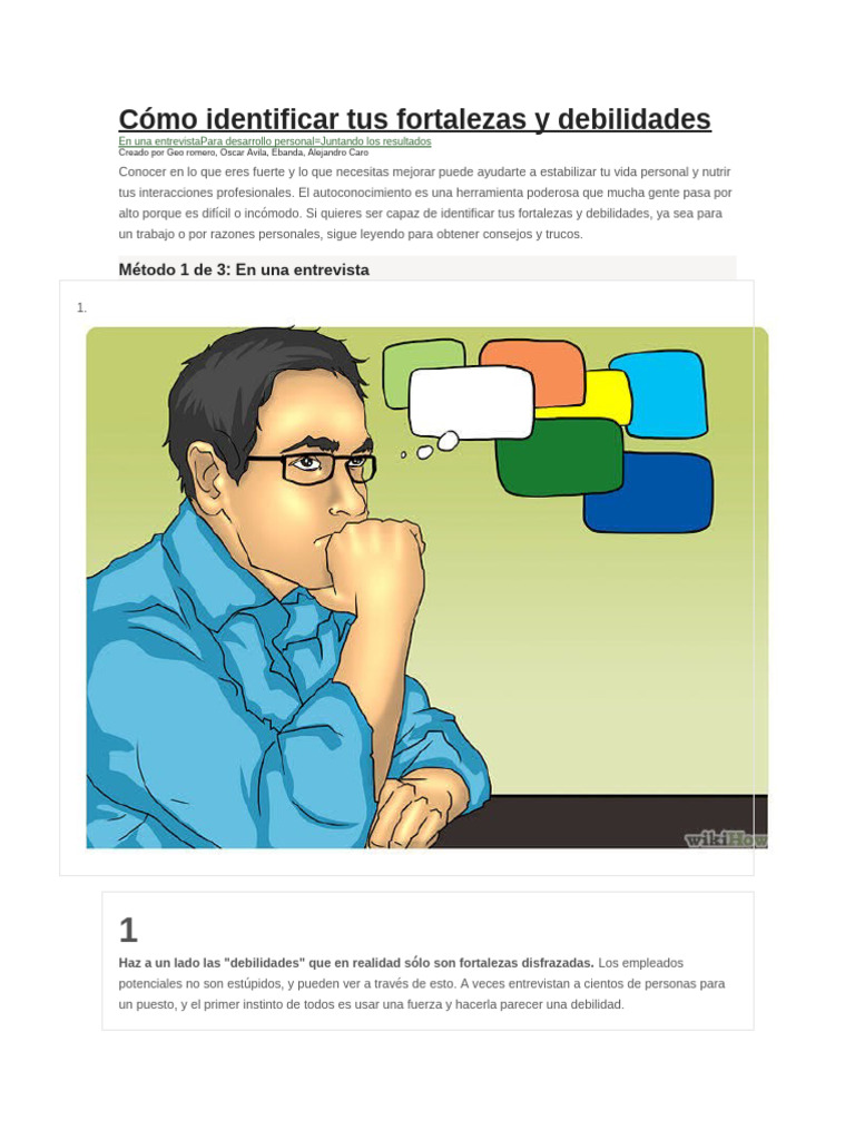Cómo Identificar Tus Fortalezas y Debilidades | PDF | Pensamiento ...