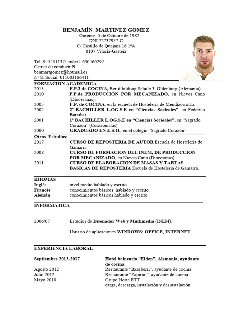 CV de Benjamín Martínez Gómez | PDF