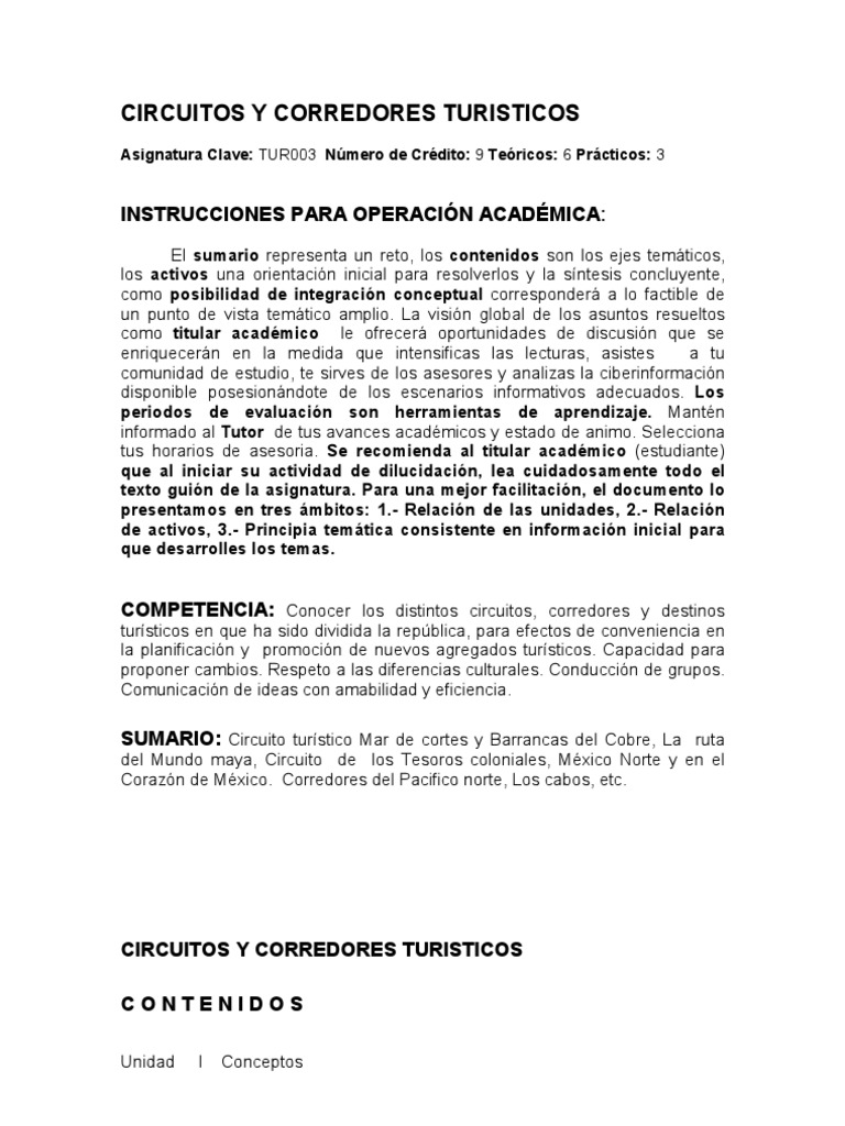 Circuitos y Corredores Turísticos en México | PDF | Península de ...