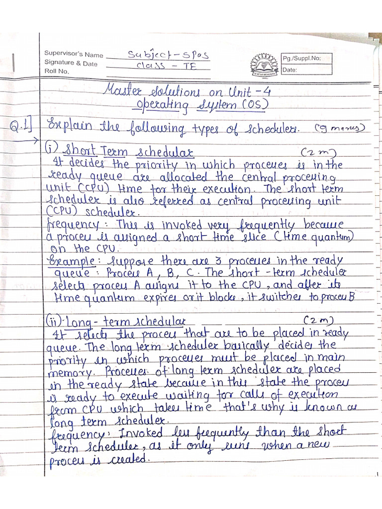 SPOS UNIT NO-4 Master Solution | PDF
