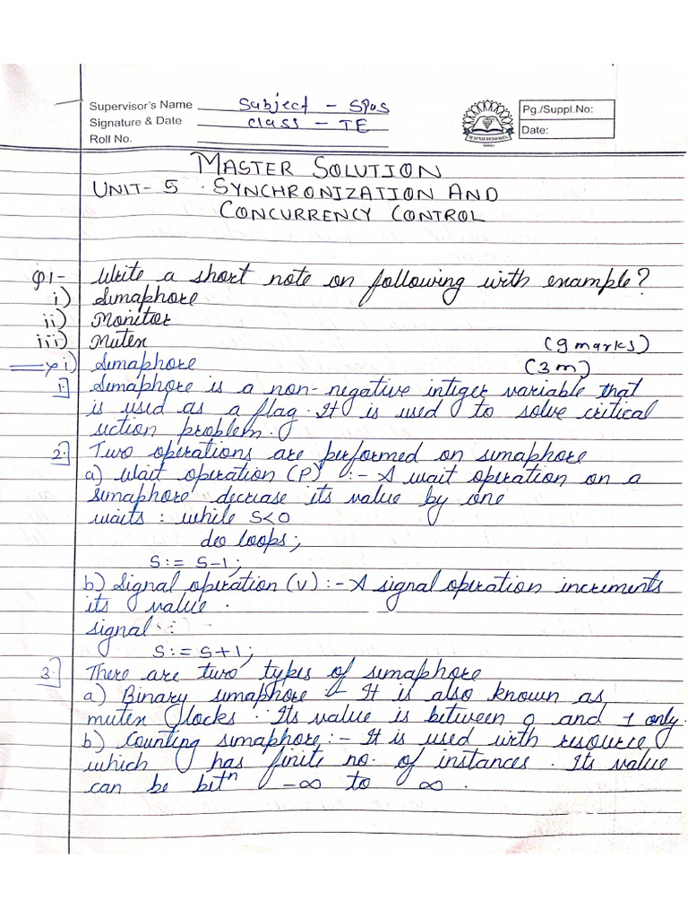 SPOS UNIT NO-5 Master Solution | PDF