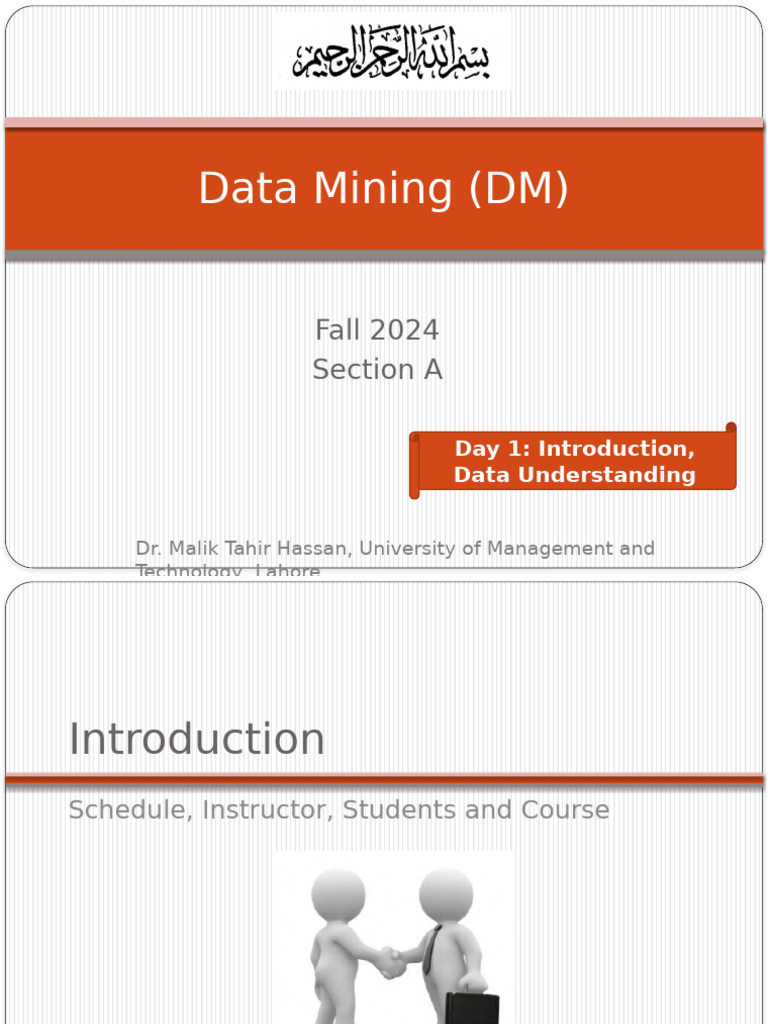 DM Day1 Intro MS F24 | PDF | Data Mining | Statistical Classification