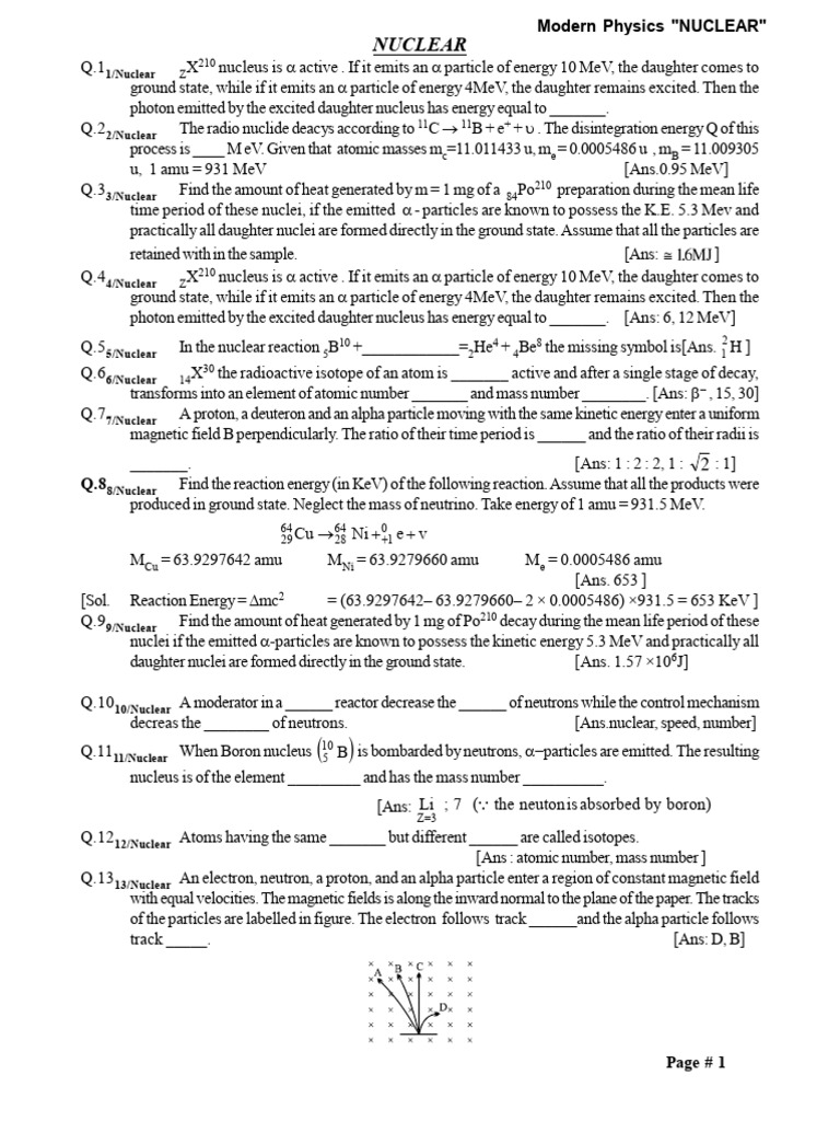 Nuclear Physics Problem Set and Solutions | PDF | Neutron | Nuclear Physics