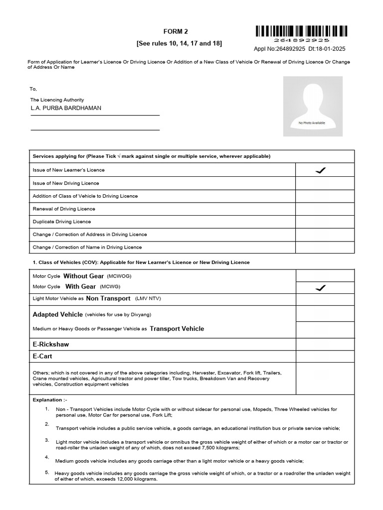Driving Licence Application Form Guide | PDF | Driver's License | Vehicles