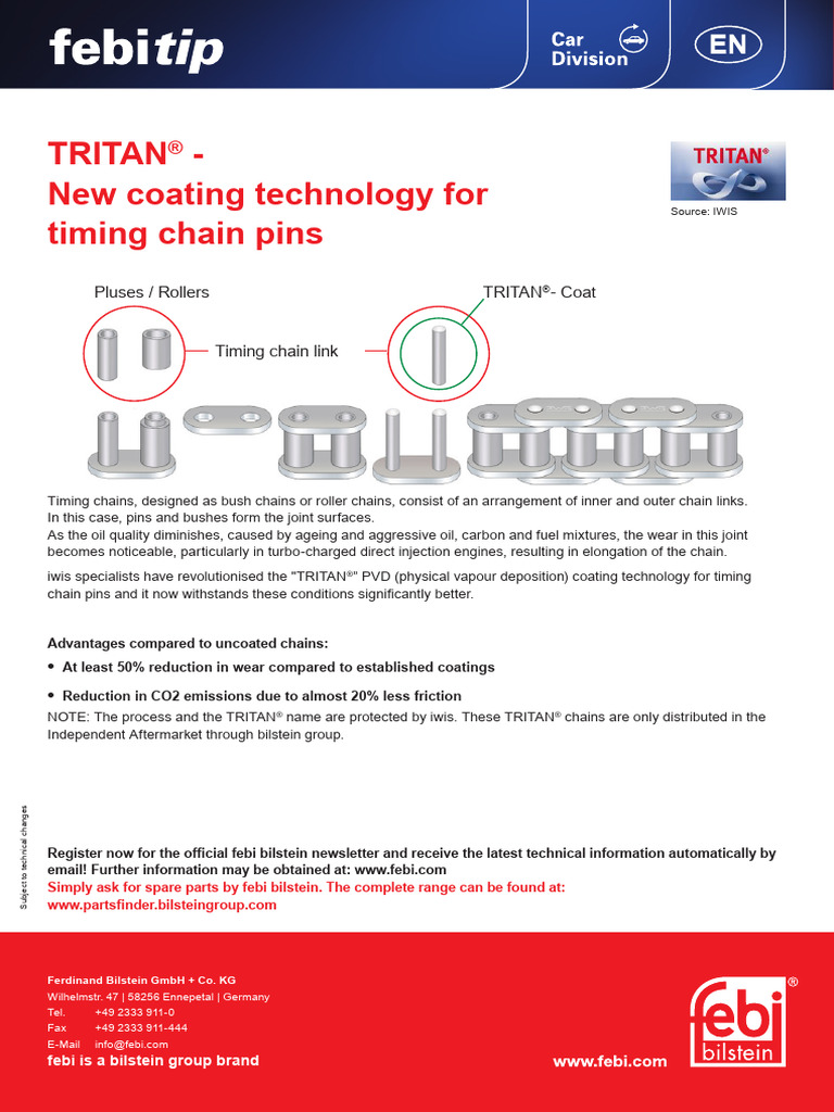 Tritan - New Coating Technology For Timing Chain Pins | PDF | Fuels