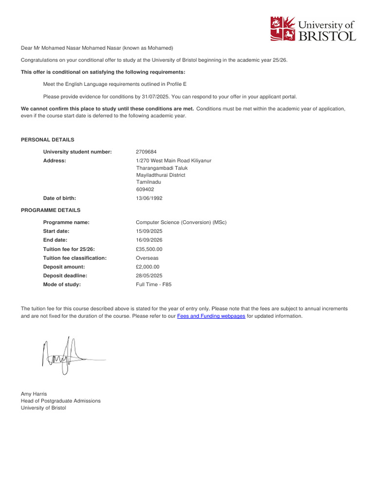 MSc Computer Science Offer | PDF
