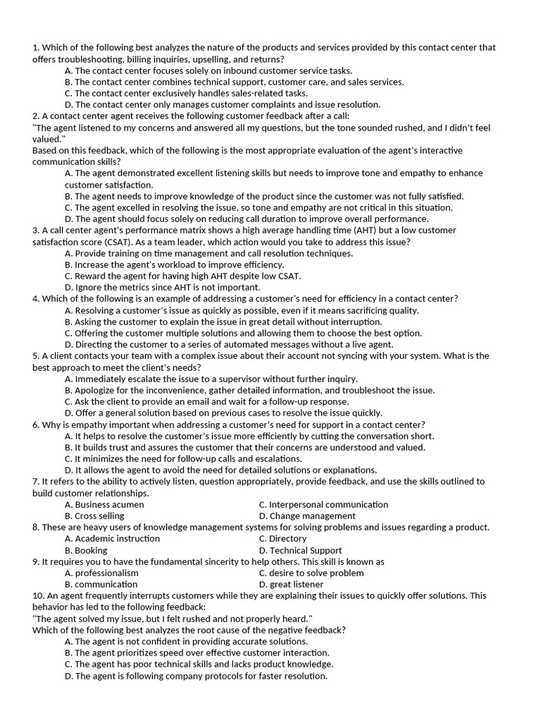 quiz tle | PDF | Call Centre | Communication