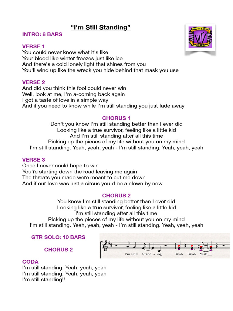Im Still Standing Lyrics | PDF