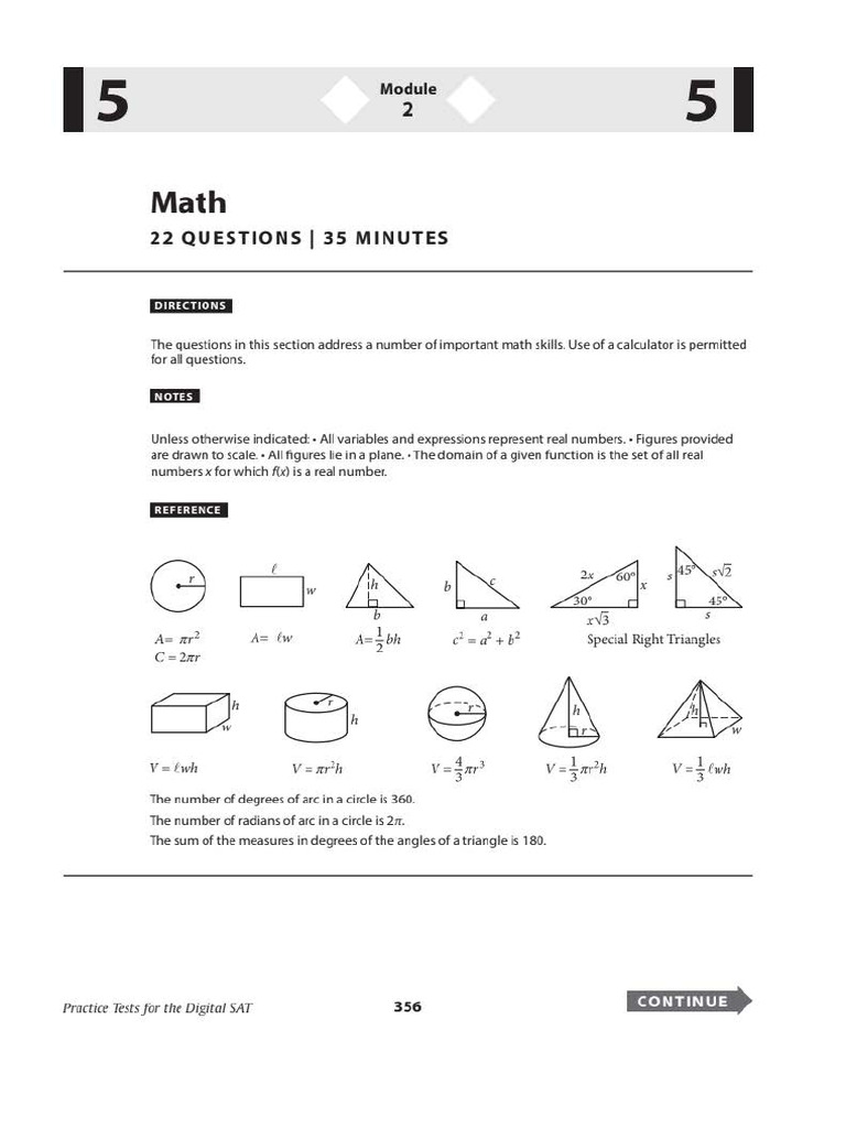 Math Skills Practice for Digital SAT | PDF | Circle | Elementary Geometry