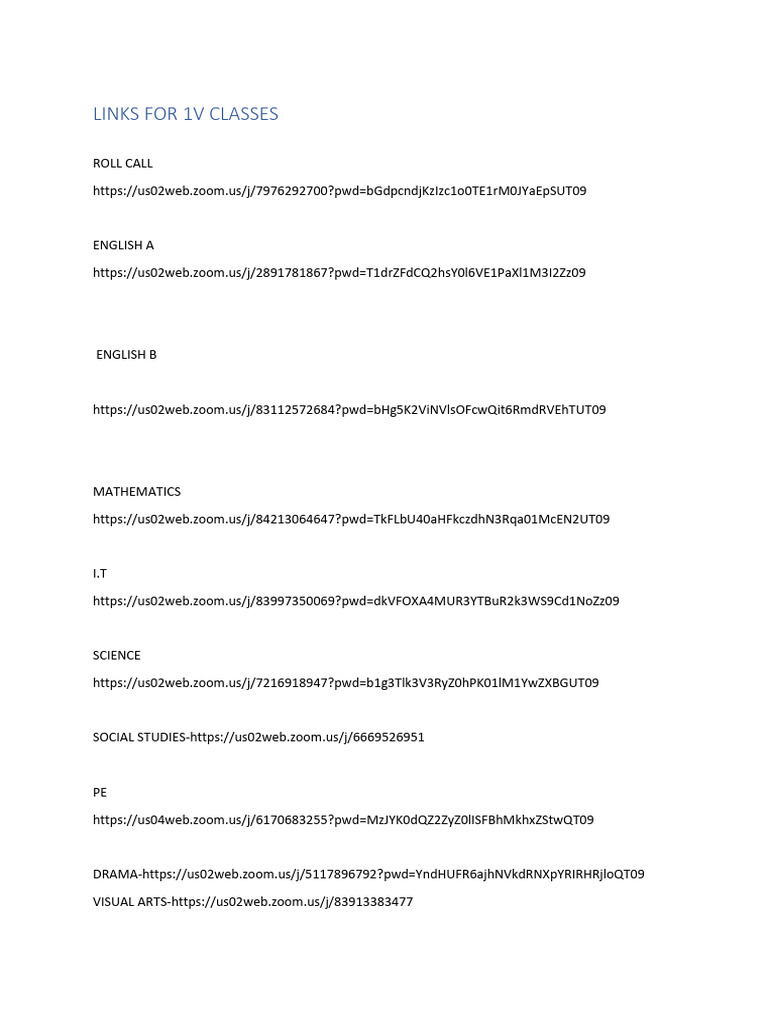Links For 1v Classes | PDF