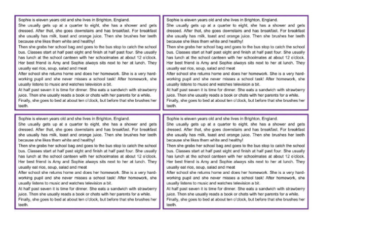 Sophie's Daily Routine Liveworksheet | PDF