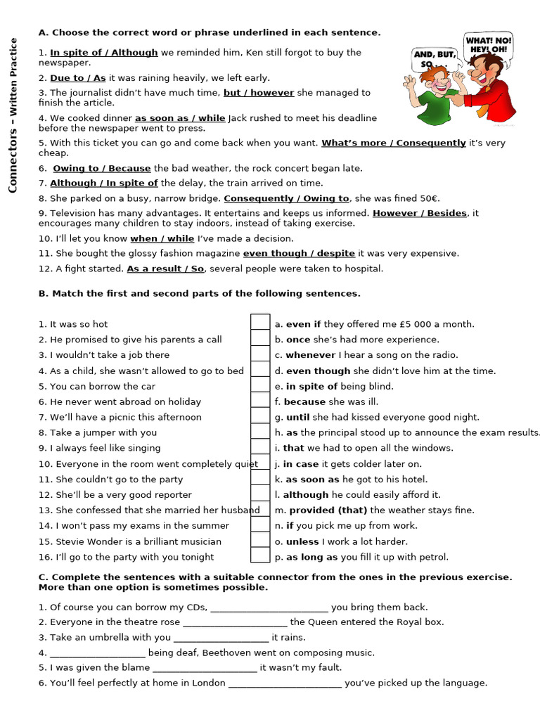 Connectors Exercises | PDF