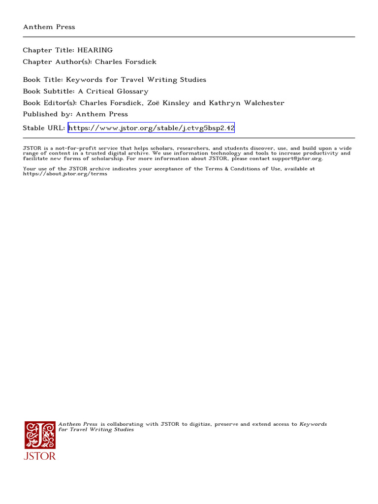 Forsdick - Hearing | PDF | Perception | Senses