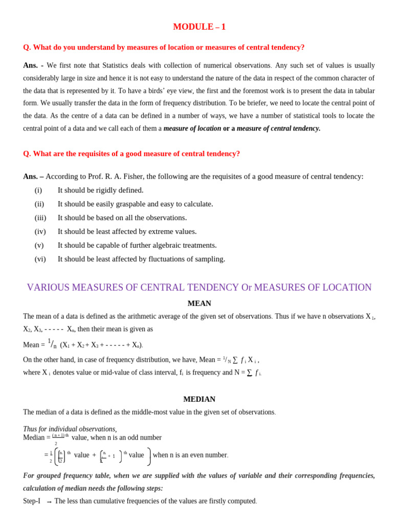 Statistics: Central Tendency & Dispersion | PDF | Probability ...