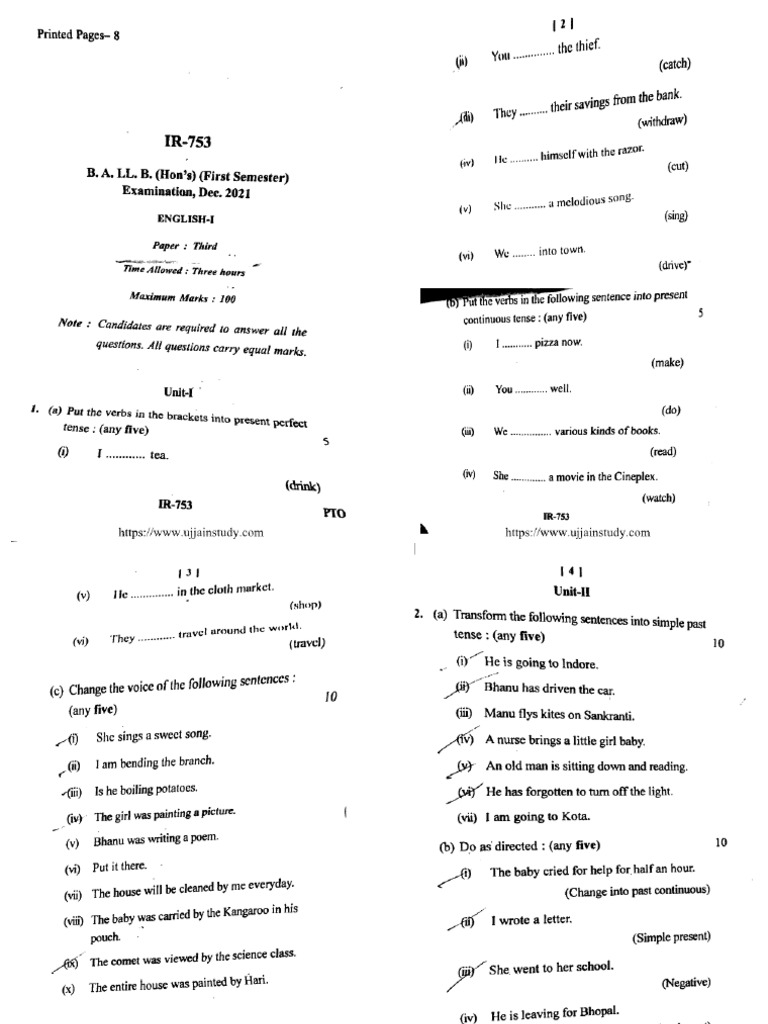 Ballb 1 Sem Hons English 1 Ir 753 Dec 2021 | PDF