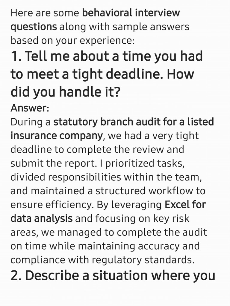 Behavioral Questions | PDF